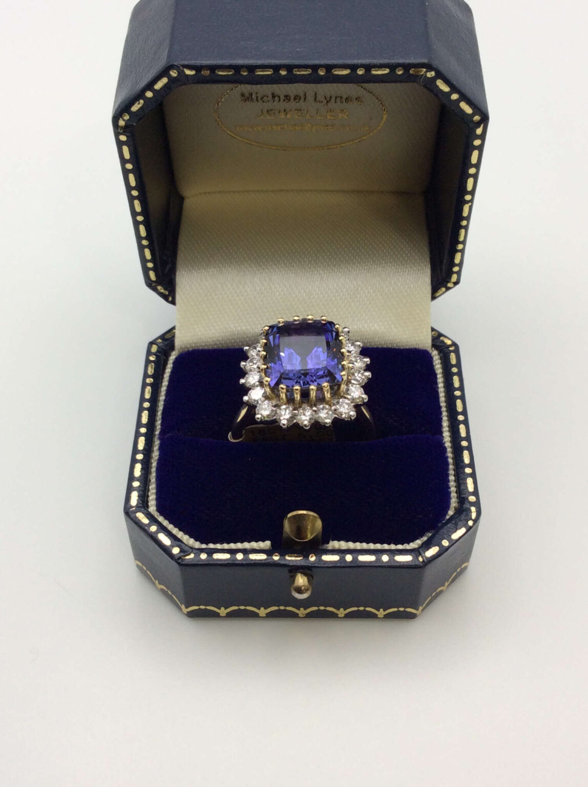 18ct yellow gold tanzanite & diamond cluster ring | Michael Lynes ...